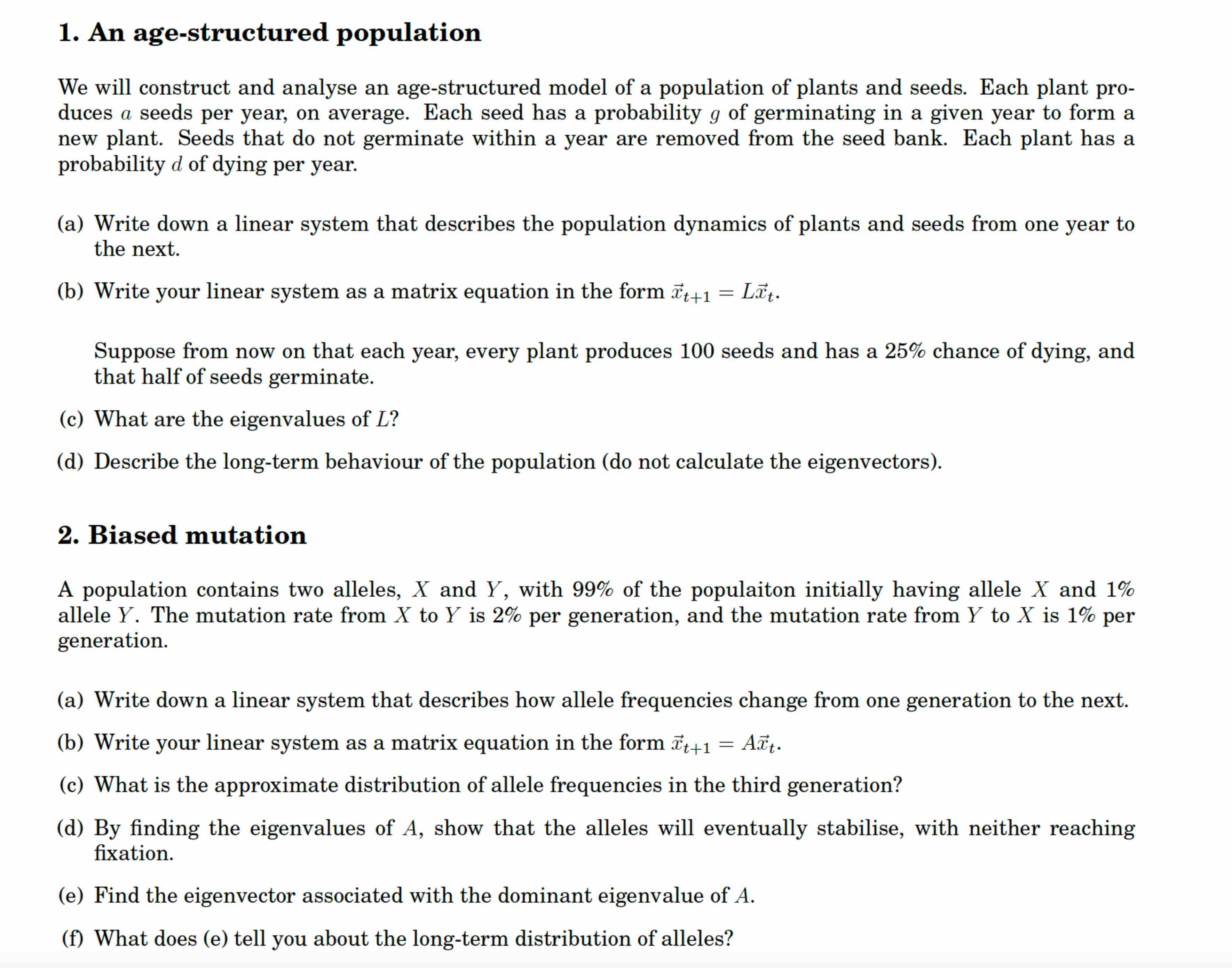 An Age Structured Populationwe Will Construct And