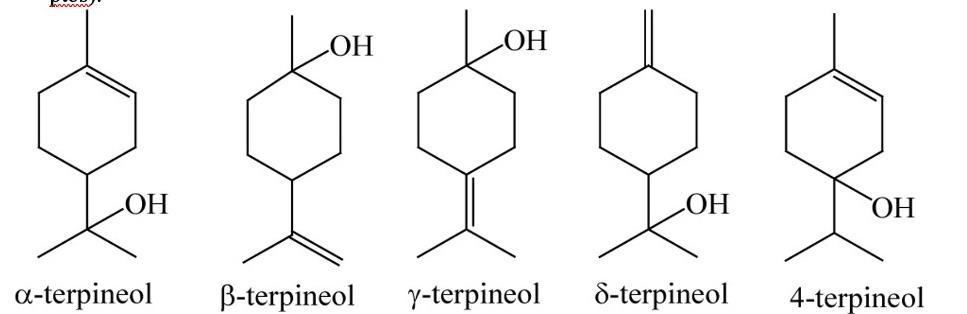 Solved Terpineol has 5 isomers. Write their structures and | Chegg.com