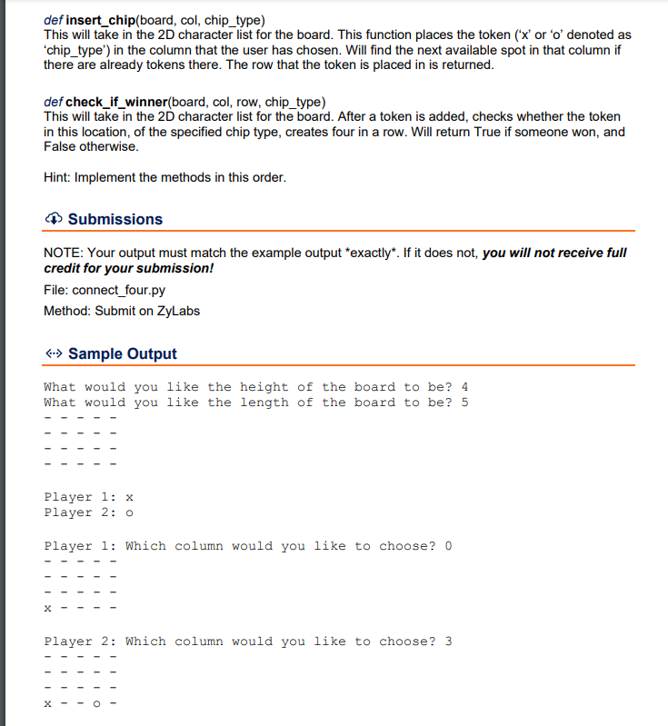 Solved This is a Connect 4 game , To be completed in Python. | Chegg.com