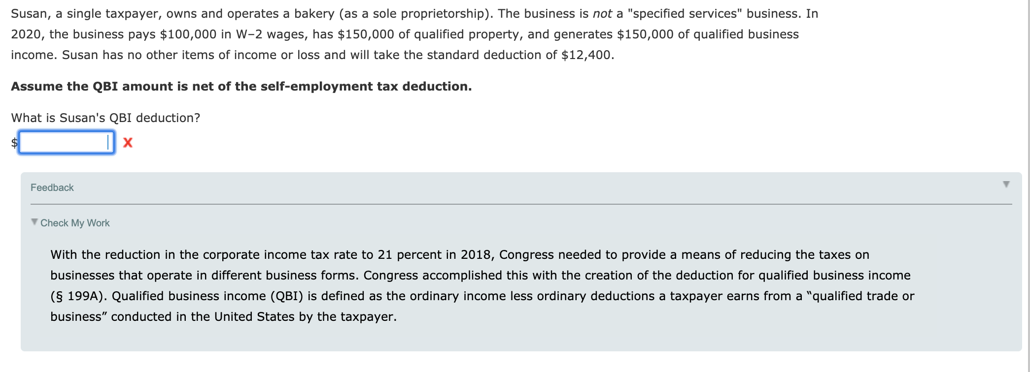Solved Susan, a single taxpayer, owns and operates a bakery | Chegg.com