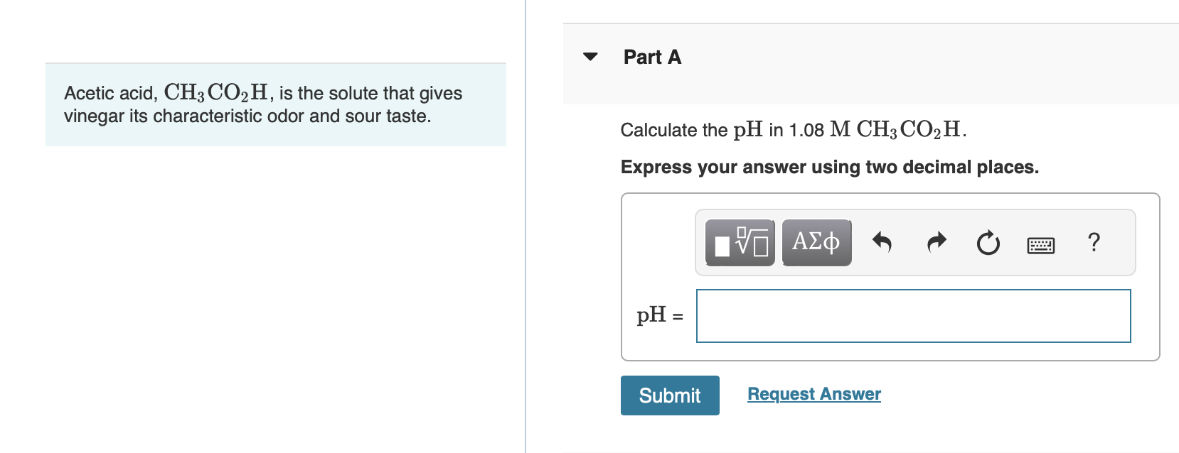 Solved Acetic acid, CH3CO2H, is the solute that gives | Chegg.com