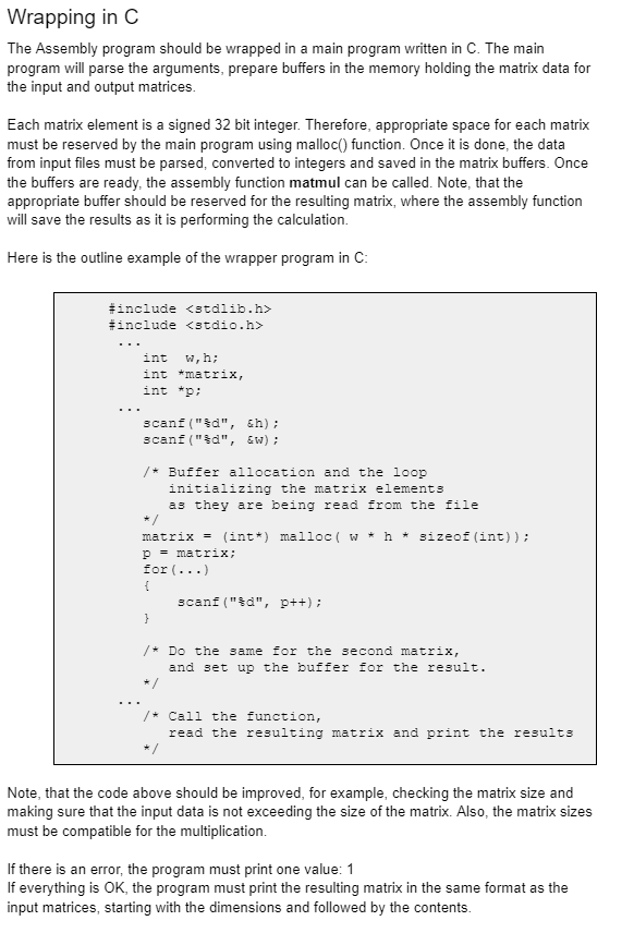 Wrapping in C The Assembly program should be wrapped | Chegg.com