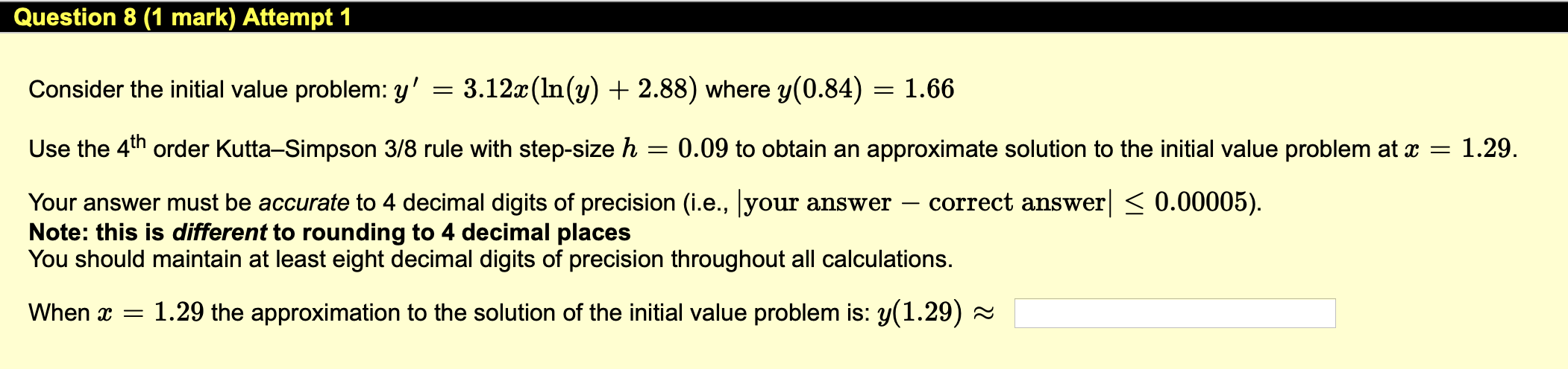 Solved Question 8 (1 mark) Attempt 1 Consider the initial | Chegg.com Solved Question 8 (1 mark) Attempt 1 Consider the initial | Chegg.com