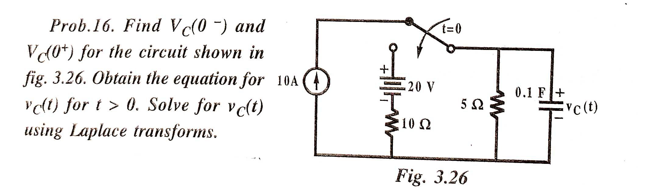Solved t=0 You + Prob.16. Find Vc(0 -) and V c(0+) for the | Chegg.com
