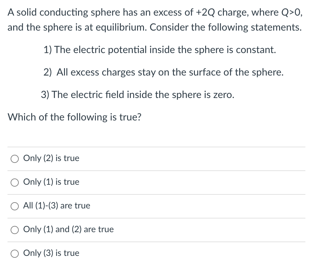 Solved A solid conducting sphere has an excess of +2Q | Chegg.com