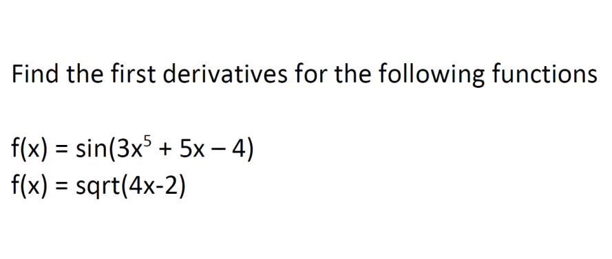 Solved Find the first derivatives for the following | Chegg.com