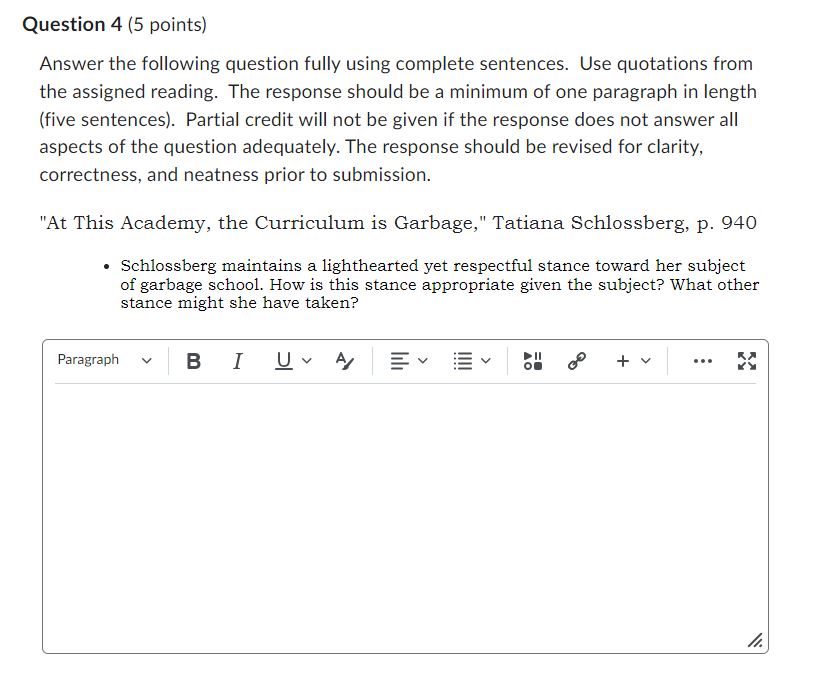 Question 4 (5 points) Answer the following question | Chegg.com