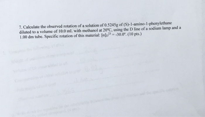 Solved Calculate the observed rotation of a solution of | Chegg.com