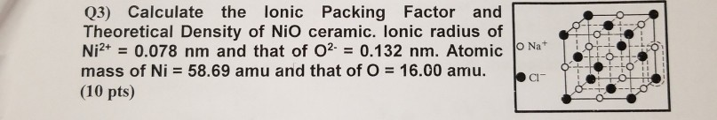 Solved Calculate the ionic packing factor and theoretical | Chegg.com
