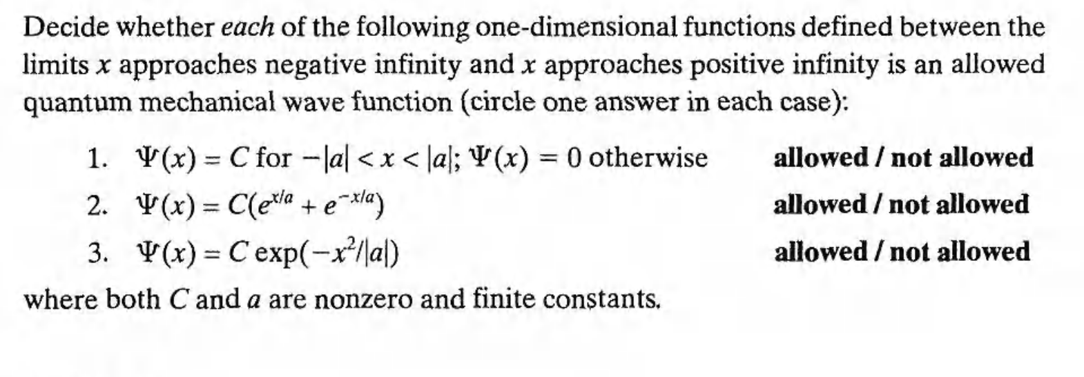 Solved Decide whether each of the following one-dimensional | Chegg.com