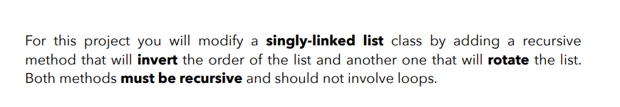 For this project you will modify a singly-linked list | Chegg.com