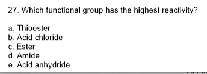 Solved 27. Which functional group has the highest | Chegg.com