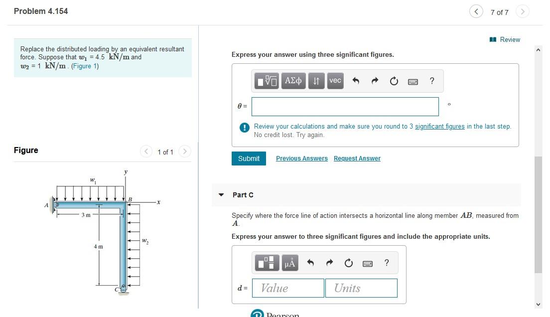 Solved Replace the distributed loading by an equivalent | Chegg.com