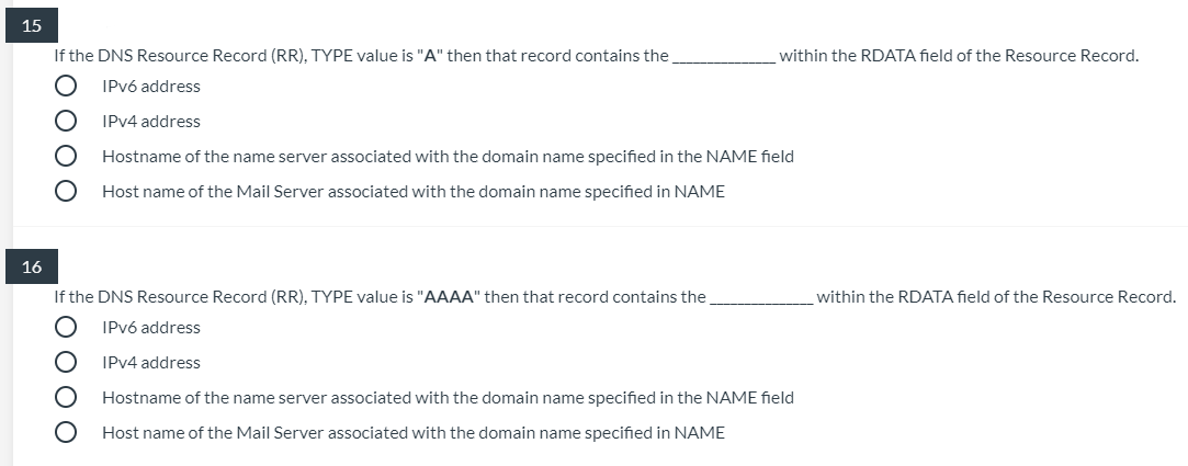 Solved 15 within the RDATA field of the Resource Record. If | Chegg.com