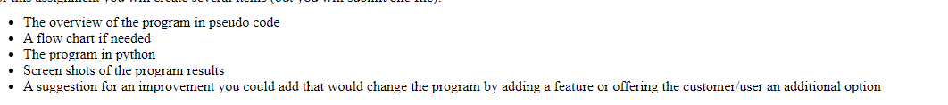 Solved Programming Assignment In Python! :)****A FLOW CHART | Chegg.com