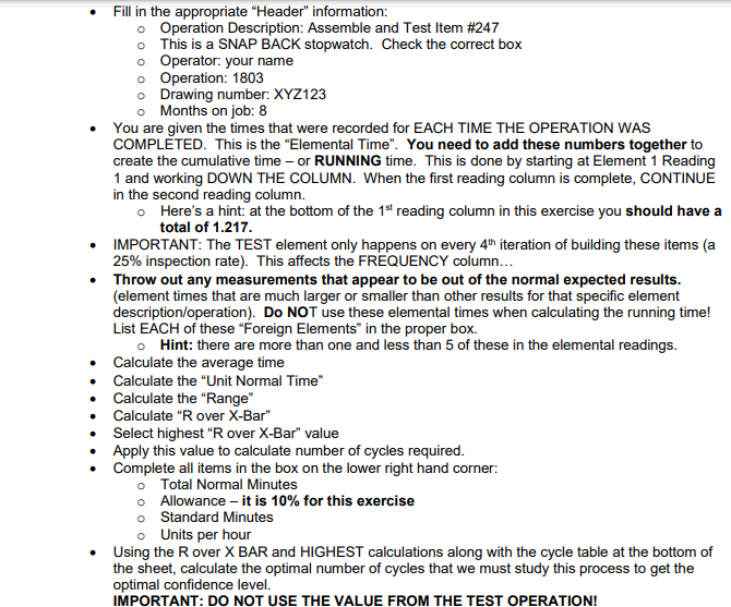 Solved - Fill in the appropriate "Header" information: | Chegg.com