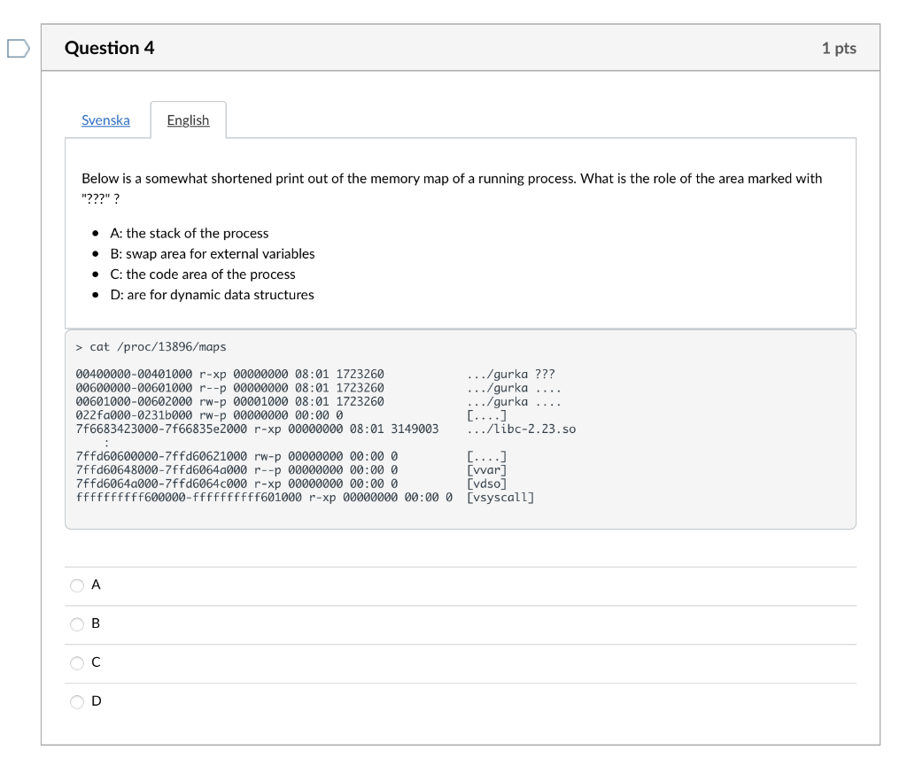 Solved Question 4 1 pts Svenska English Below is a somewhat | Chegg.com