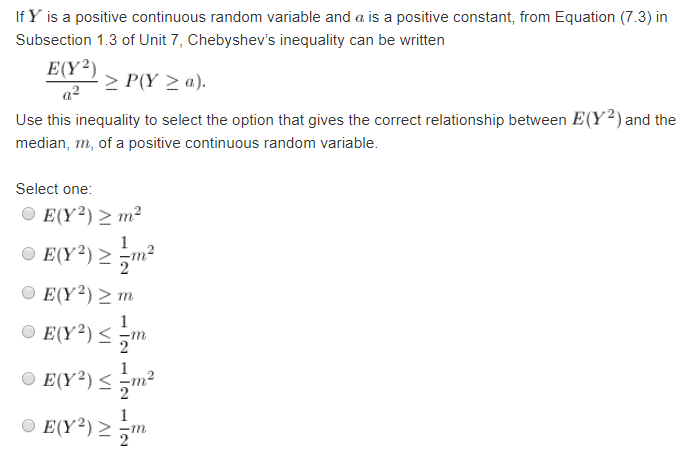 Solved If Y is a positive continuous random variable and a | Chegg.com