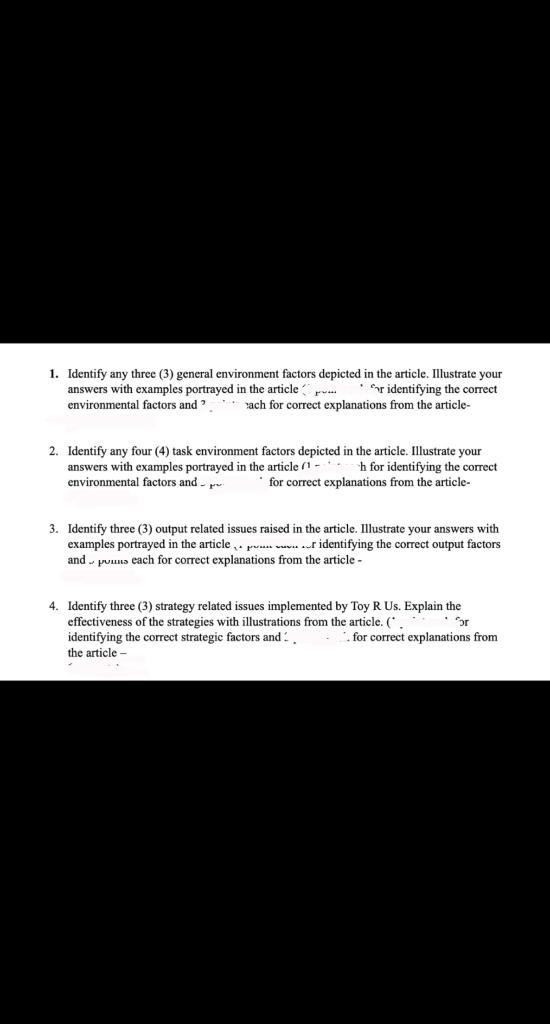 Solved Case Assignment Article TOYS RUS let Toys R Us, a | Chegg.com