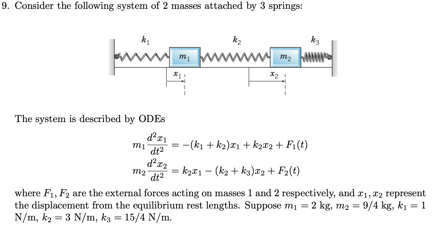Solved Consider the following system of 2 masses attached by | Chegg.com