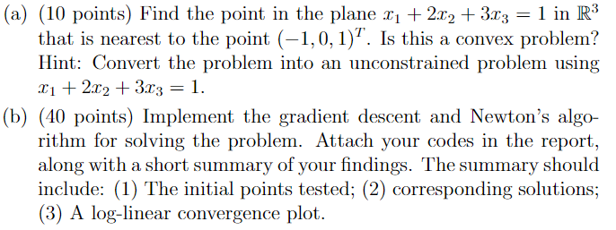 Solved (a) (10 points) Find the point in the plane | Chegg.com