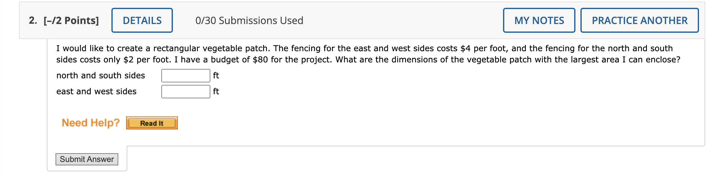 Solved I would like to create a rectangular vegetable patch. | Chegg.com
