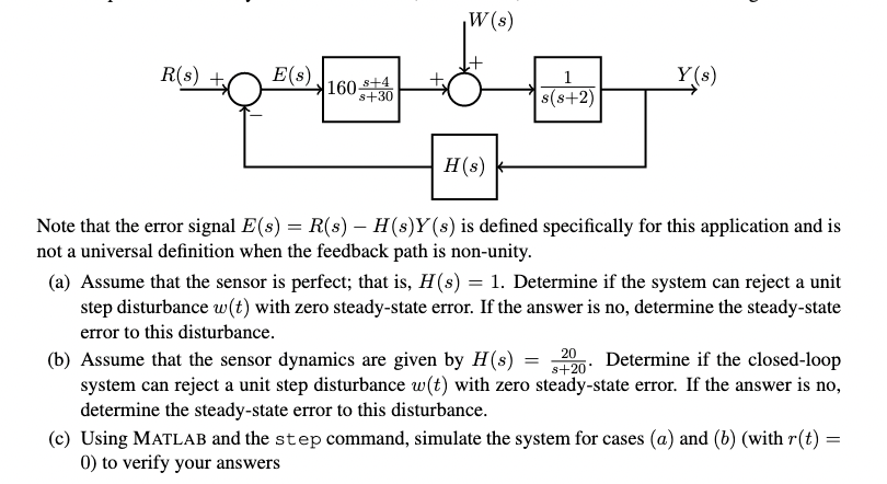 Solved Note that the error signal E(s)=R(s)−H(s)Y(s) is | Chegg.com