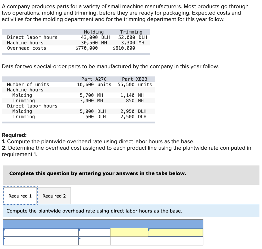 Solved A company produces parts for a variety of small | Chegg.com