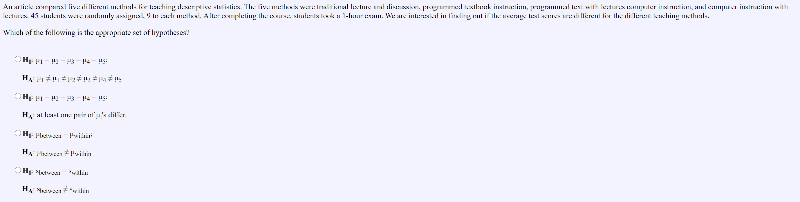 Solved An article compared five different methods for | Chegg.com
