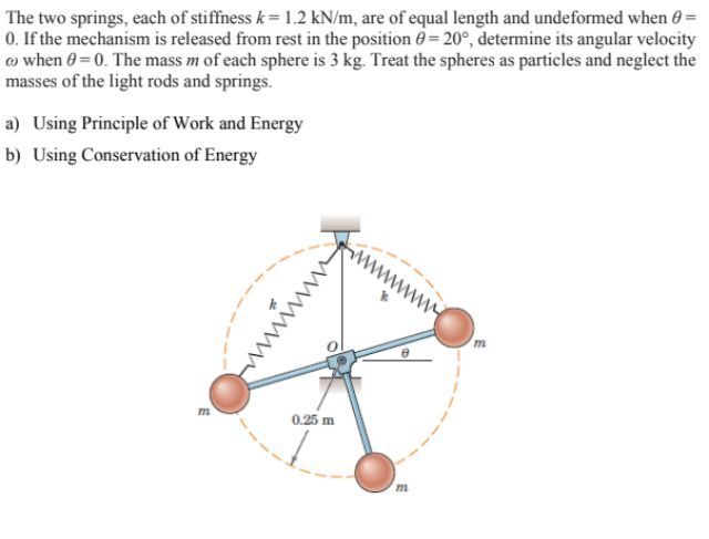 Solved The two springs, each of stiffness k=1.2 kN/m, are of | Chegg.com