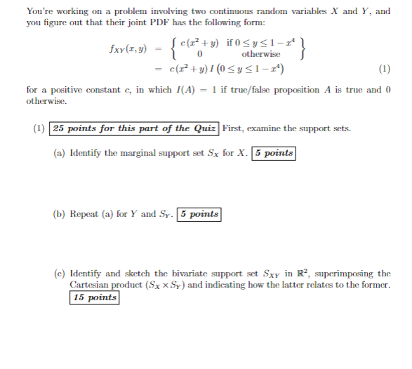 Solved You're working on a problem involving two continuous | Chegg.com