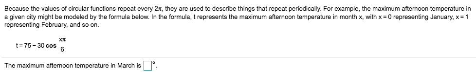 Solved Because the values of circular functions repeat every | Chegg.com