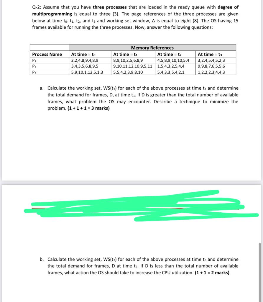Solved Q-2: Assume that you have three processes that are | Chegg.com