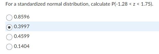 Solved For a standardized normal distribution, calculate | Chegg.com