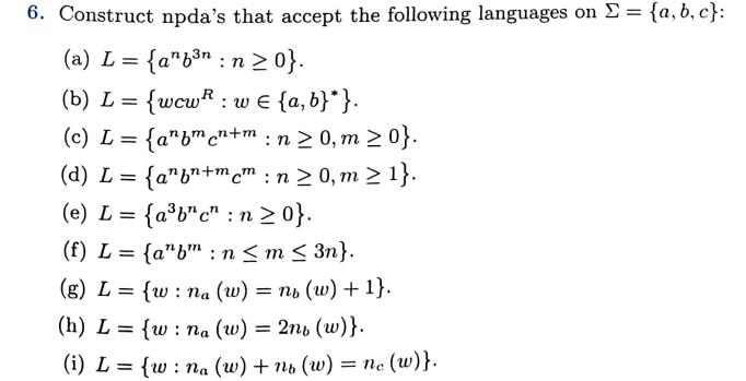 Solved 6. Construct npda's that accept the following | Chegg.com