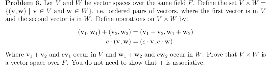 Solved Problem 6. Let V and W be vector spaces over the same | Chegg.com