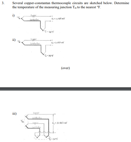 Solved 3. Several copper-constantan thermocouple circuits | Chegg.com