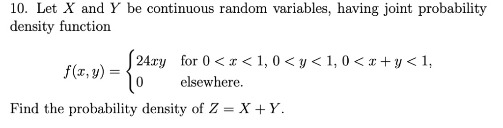 Solved 10 Let X And Y Be Continuous Random Variables