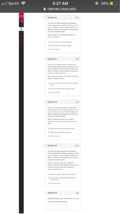 Solved .11 Sprint 4:26 AM 36% 을 canvas.csun.edu D Question | Chegg.com