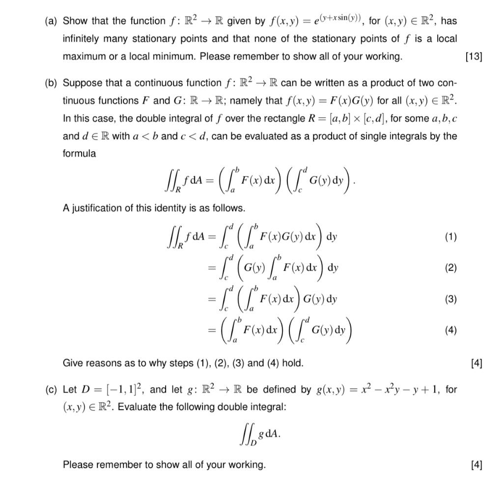 Solved A Show That The Function Fr2→r Given By 