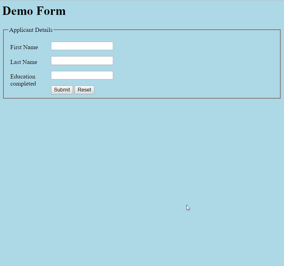 Solved Demo Form [Applicant Details First Name Last Name | Chegg.com