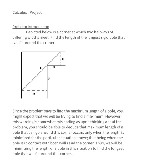 Solved Calculus I Project Problem Introduction Depicted | Chegg.com