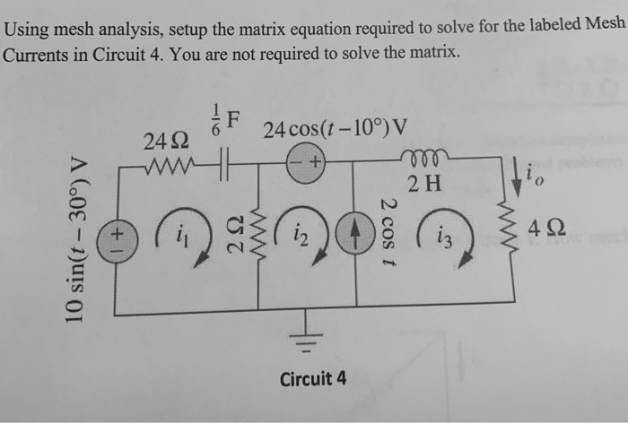 Solved Using mesh analysis, setup the matrix equation | Chegg.com