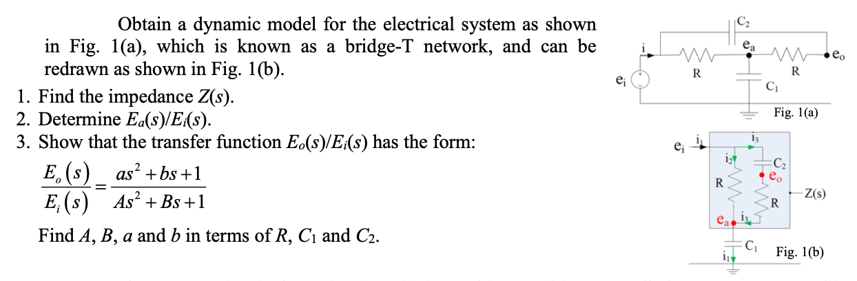 Solved Obtain a dynamic model for the electrical system as | Chegg.com