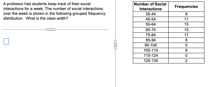 Solved A professor had students keep track of their social | Chegg.com