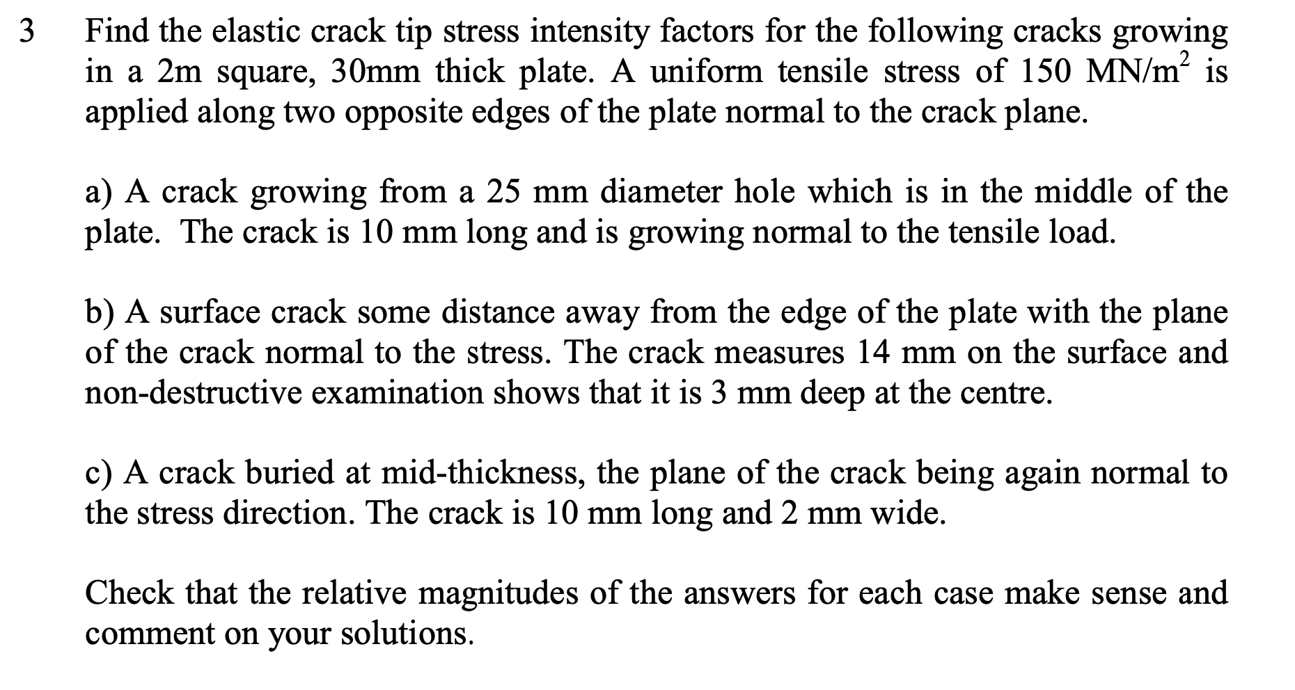 3 Find the elastic crack tip stress intensity factors | Chegg.com