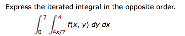 Solved Express the iterated integral in the opposite order. | Chegg.com