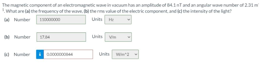 Solved The magnetic component of an electromagnetic wave in | Chegg.com