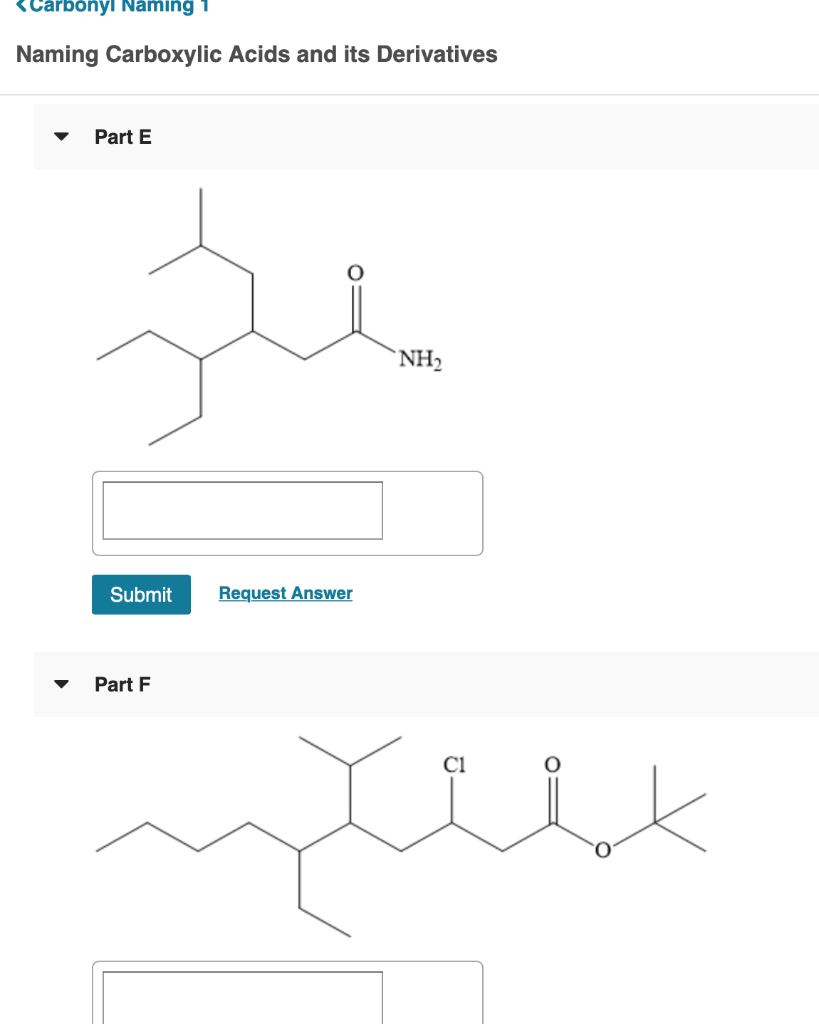 Solved Naming Carboxylic Acids and its Derivatives Part A ОН | Chegg.com