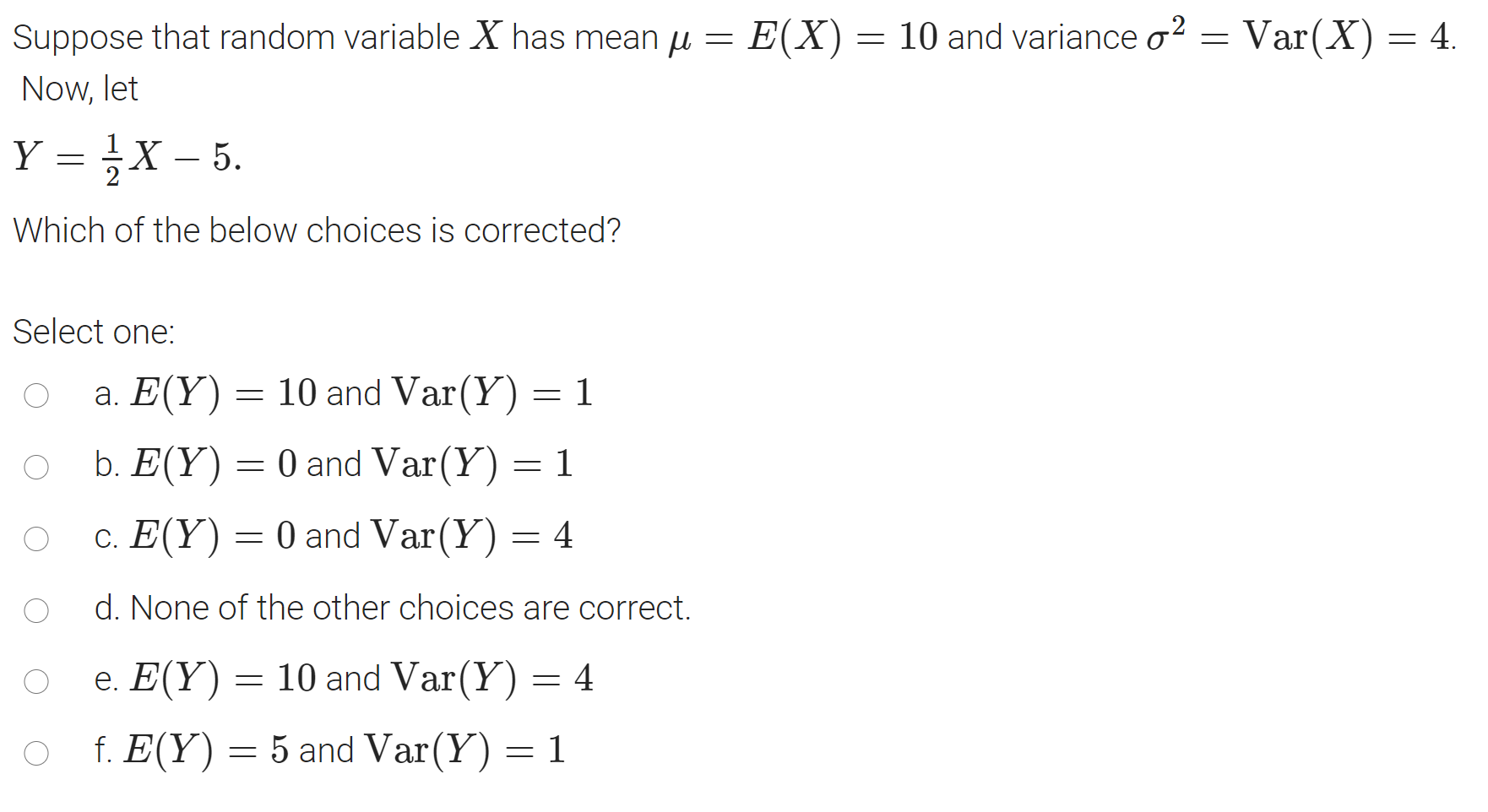 Solved Suppose that random variable X has mean u = = E(X) = | Chegg.com
